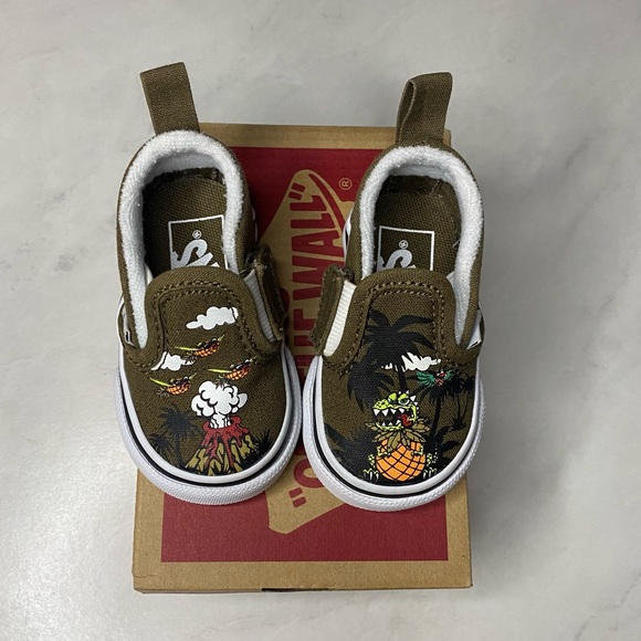 Vans | Shoes | Vans Green Dino Slipon Sneakers Infanttoddler | Poshmark